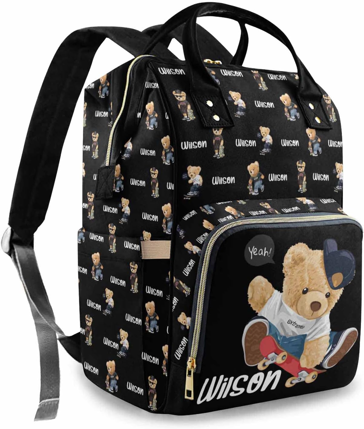Amazon.com: XOZOTY Gold Blue Hat Cute Baby Boy Diaper Bags with Name ...