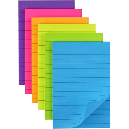 Amazon.com : Lined Sticky Notes with Lines 4x6 Self-Stick Notes 6 ...