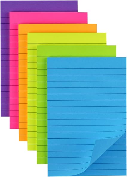 Amazon.com : Lined Sticky Notes with Lines 4x6 Self-Stick Notes 6 ...