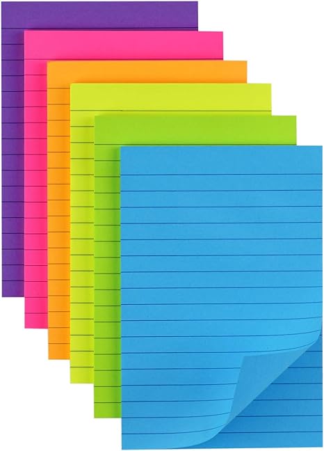 Amazon.com : Lined Sticky Notes with Lines 4x6 Self-Stick Notes 6 ...