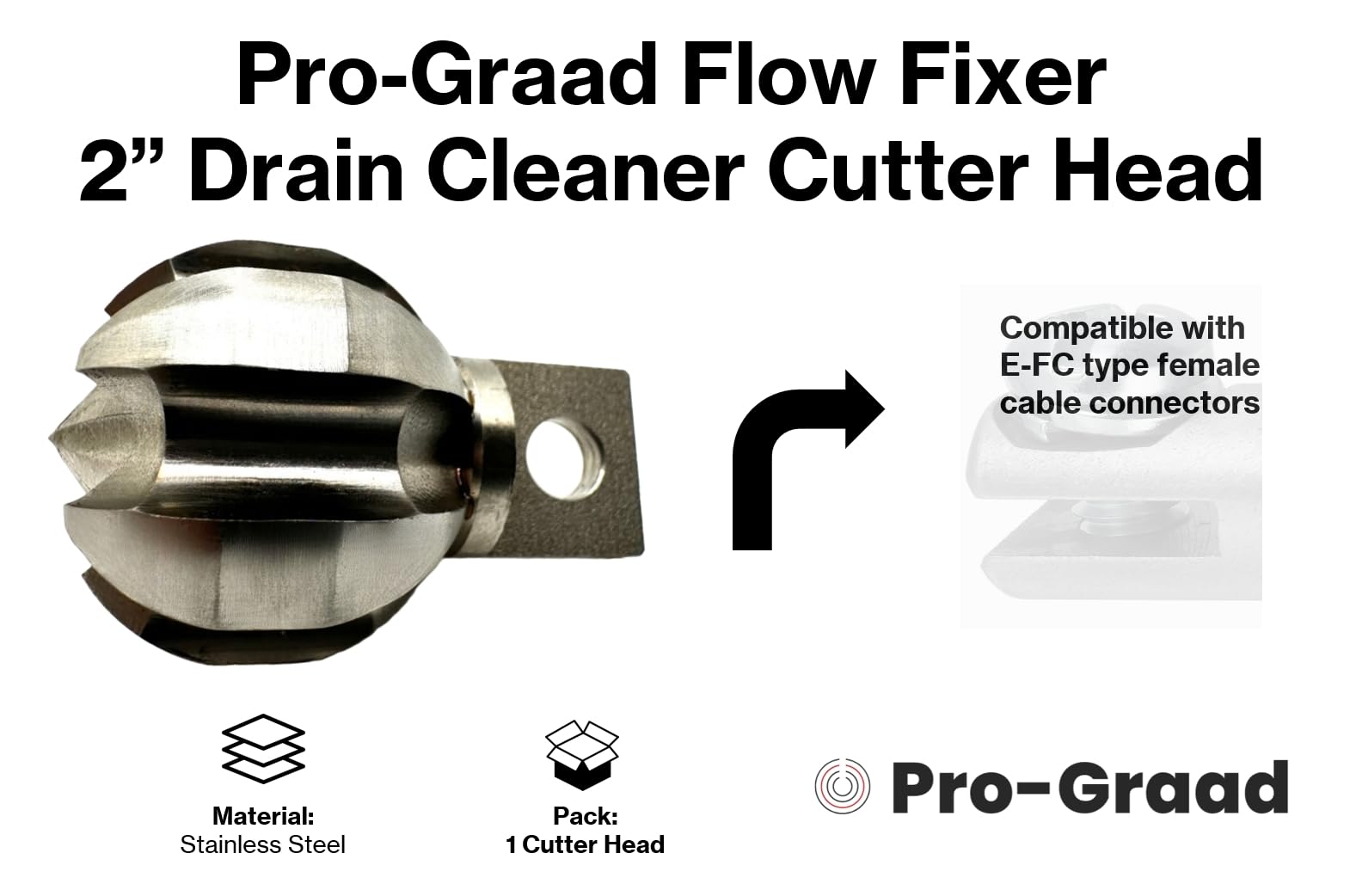 Pro-Graad Flow Fixer Drain Cleaner Plumbing Snake Cutter Head | eBay