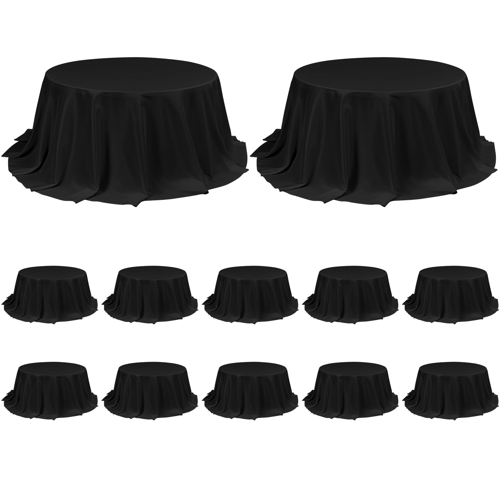 Amazon.com: 12 Pack Black Round Tablecloth 132 Inch Tablecloths,Stain ...