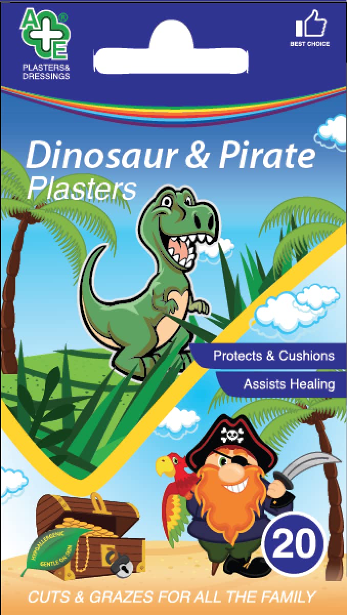 Dinosaur & Pirate Assorted Washproof Plasters 20 Count : Amazon.co.uk ...