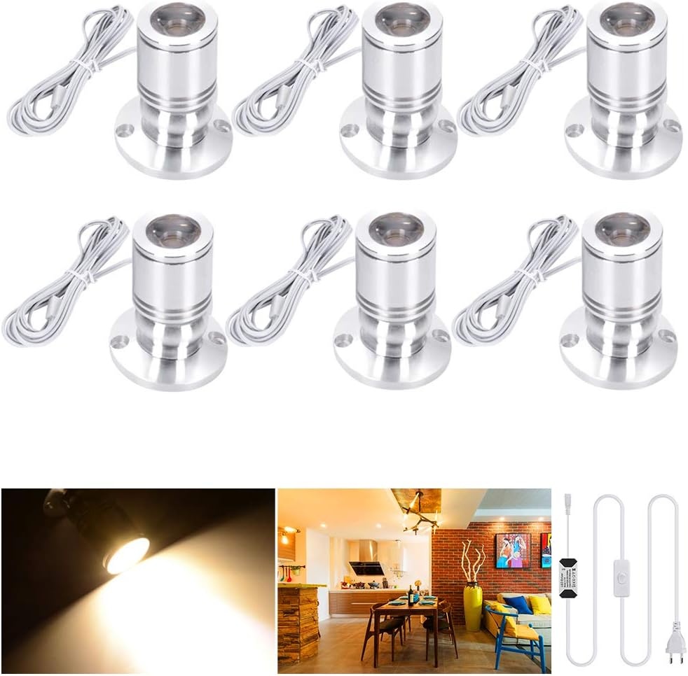 Midore Klein LED Scheinwerfer 4 Stück Schranklicht 2W, 360° Schwenkbar ...