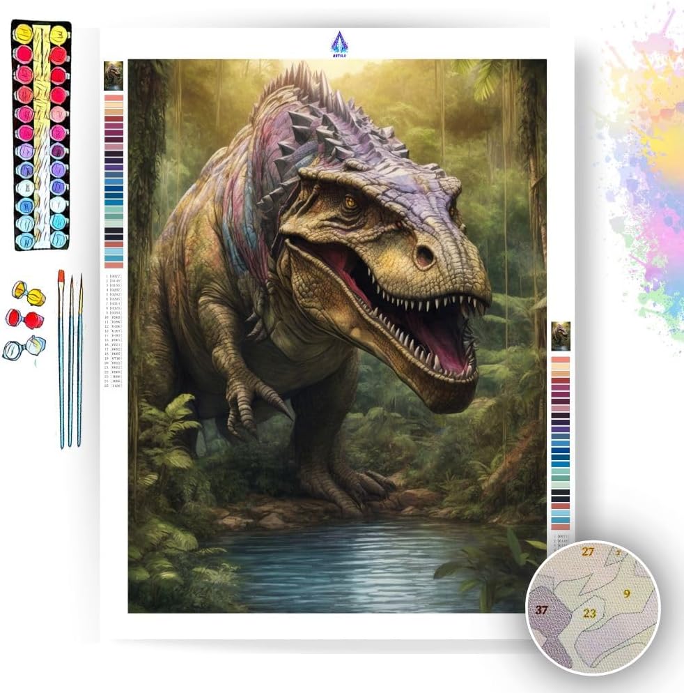 Amazon.com: Jurassic Jungle - Paint by Numbers Kit Acrylic Paints ...