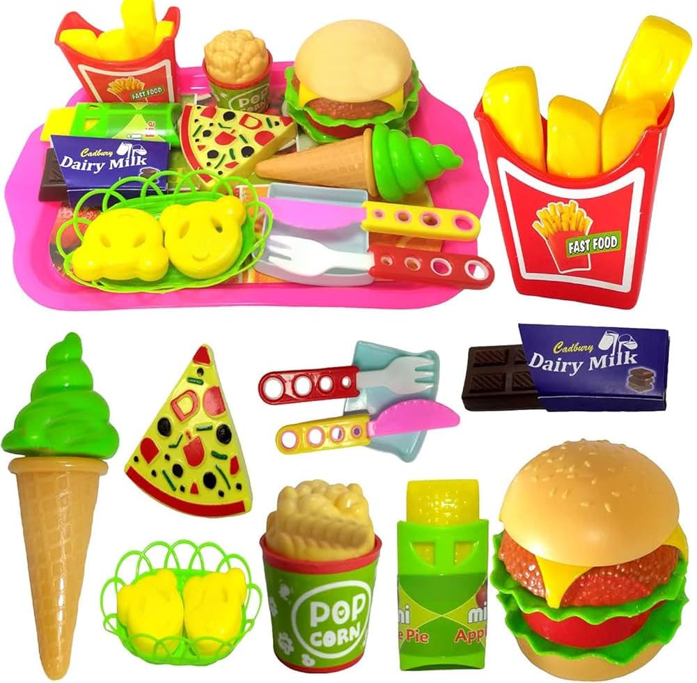 Buy Fratelli Play Food Realistic Fast Food Toy for Kids, Multicolor 18 ...