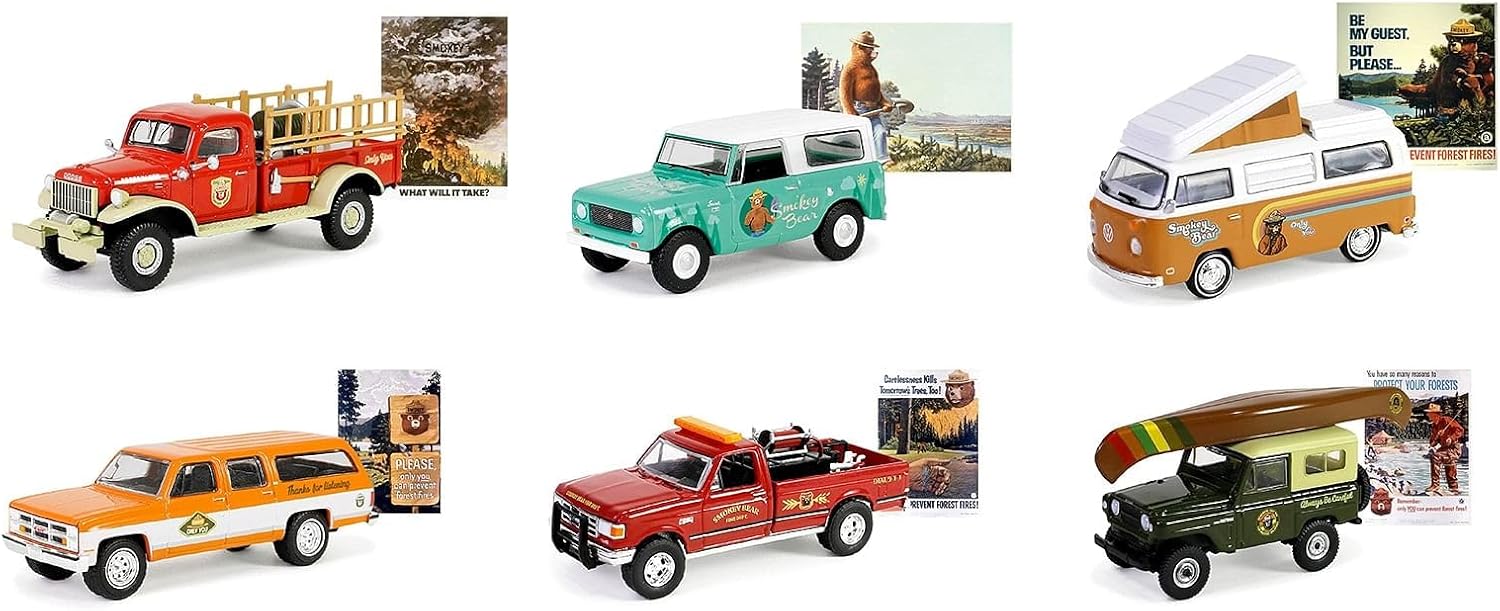 Amazon.com: Collectibles Smokey Bear Set of 6 Cars Series 3 1/64 ...