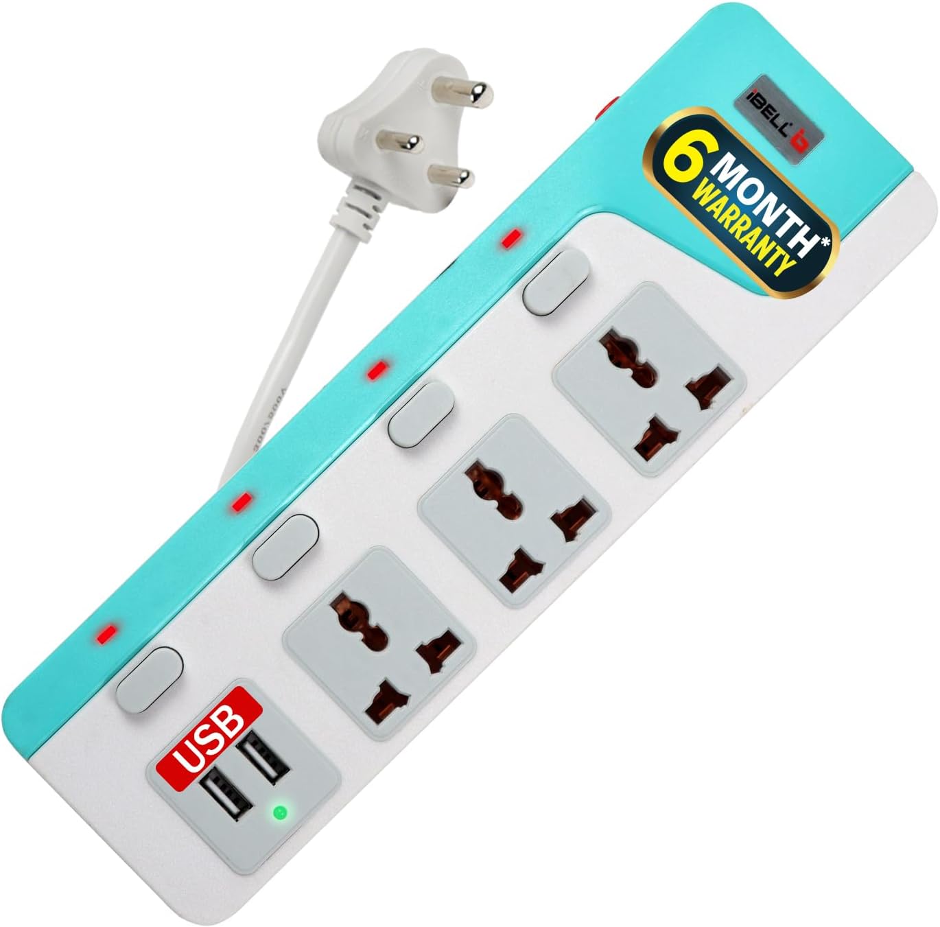 Buy Cablet 5 Way Extension Board - 5 Universal Socket + 5 Switch, 10A ...