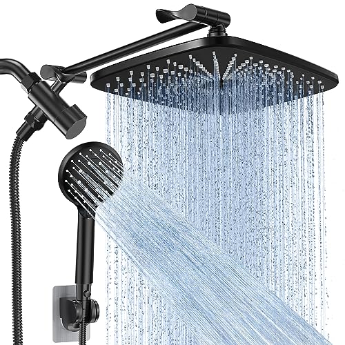 Veken 12 Inch High Pressure Rain Shower Head Combo with Extension Arm- Wide Rainfall Showerhead ...