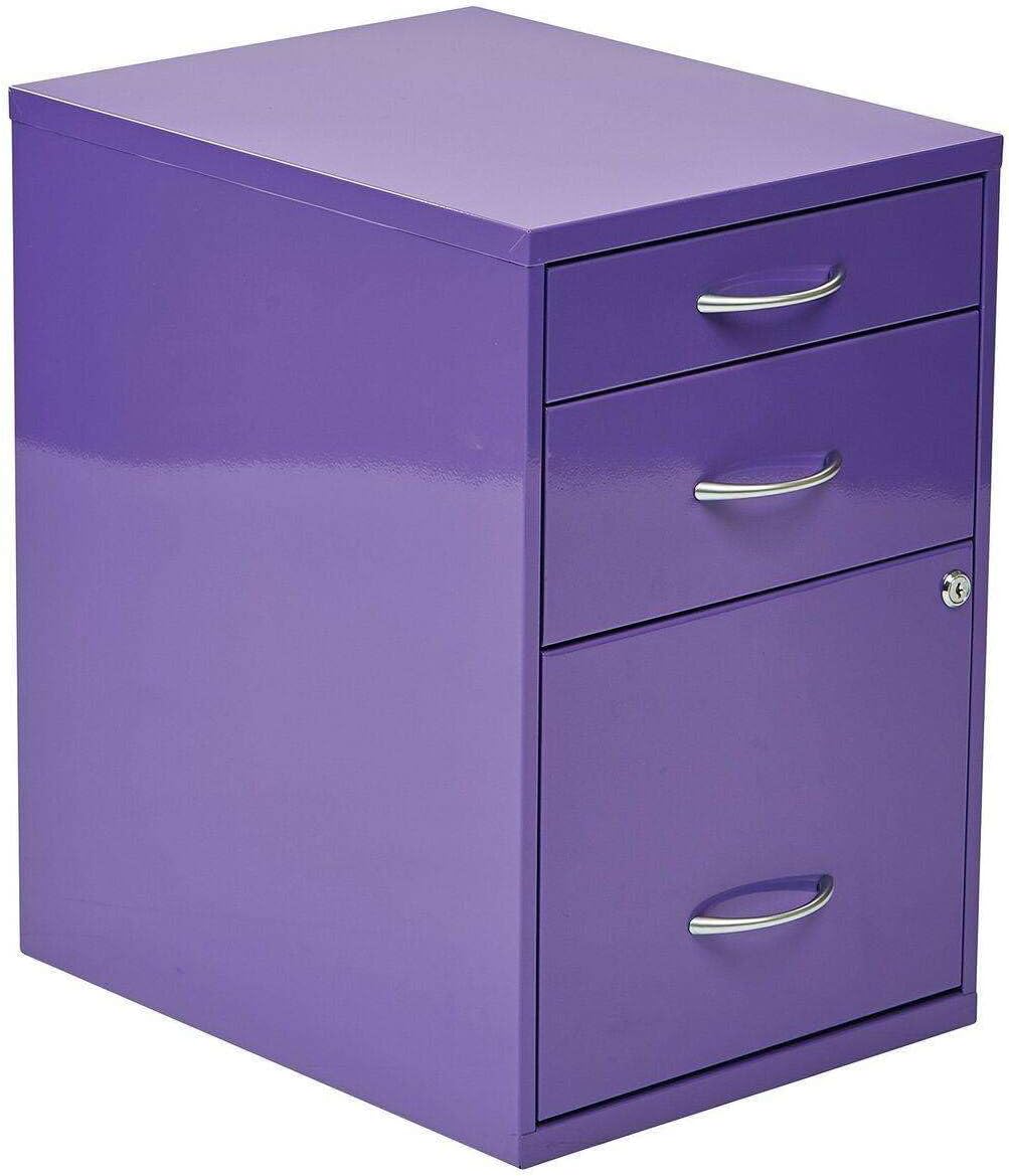 Amazon.com: JTSQ 3-Drawer Metal File Cabinet, Purple, 22" JTSQ File ...