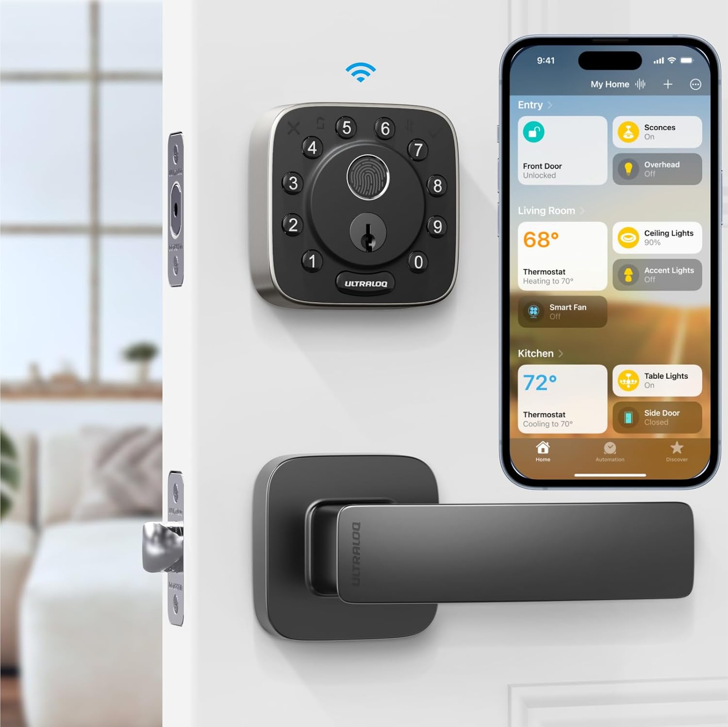 ULTRALOQ Bolt Fingerprint Smart Lock with Handle Set, Works with Apple ...