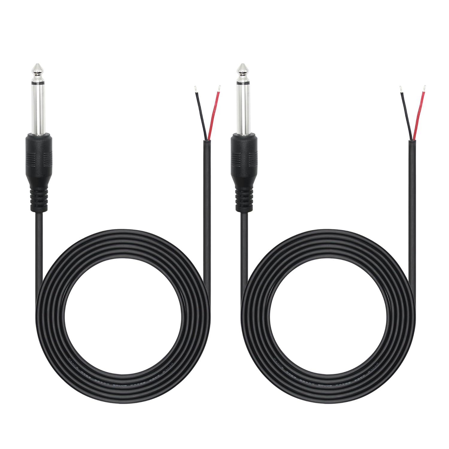 6.5ft 6.35mm Male Plug to Bare Wire Open End Audio Cable,TS 2 Pole Mono ...