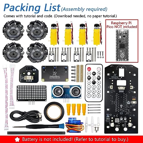 Freenove Mecanum Wheel Car Kit for Raspberry Pi Pico (Not Included) (Compatible with Arduino IDE ...