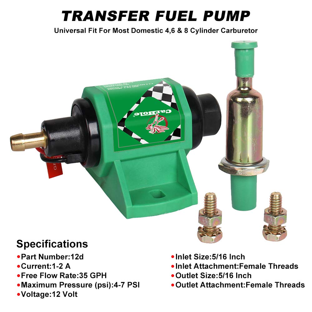 Buy Diesel Transfer Pump 4-7 PSI 35 GPH 12v Fuel Pump 5/16" Inlet and ...