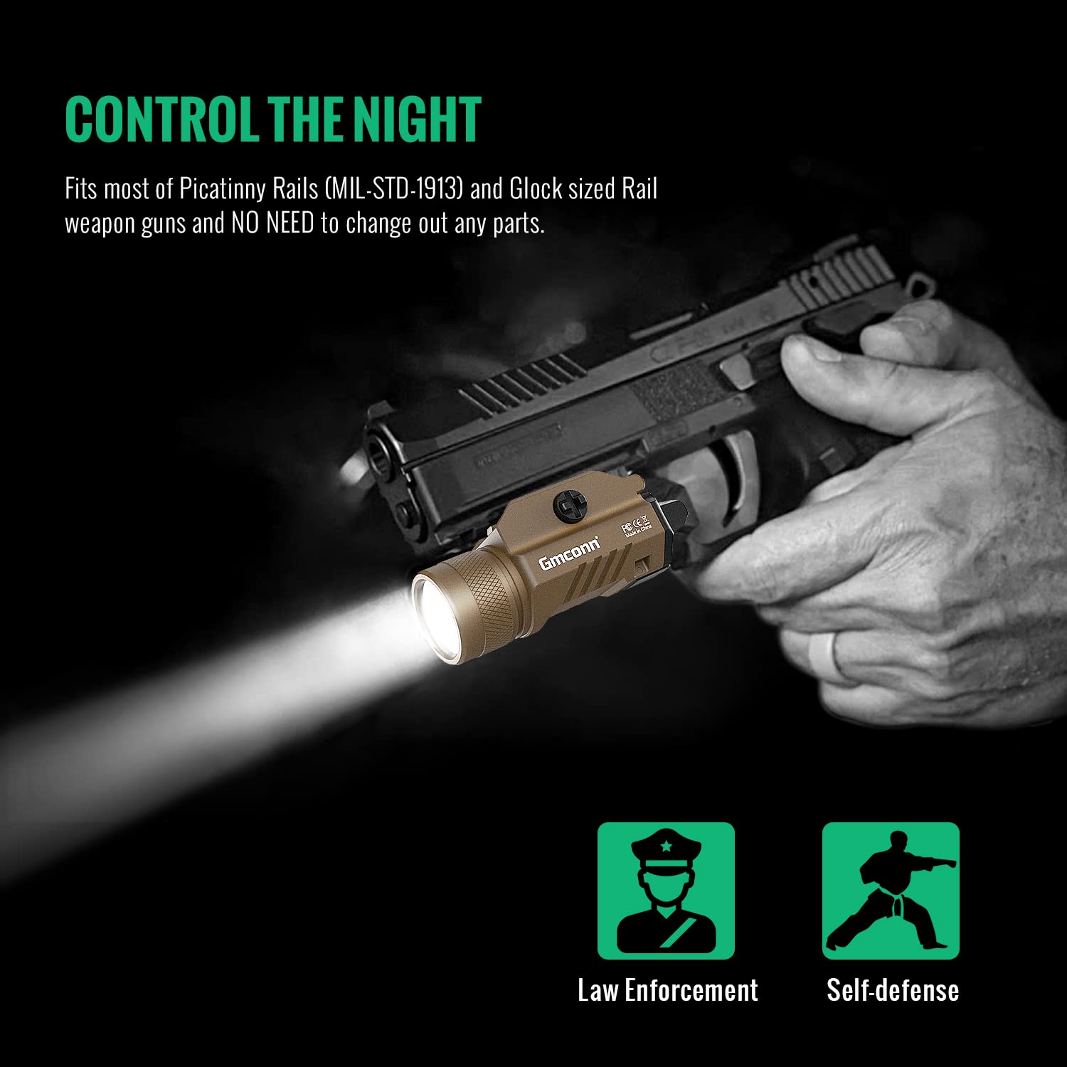 Gmconn 1200 Lumens Rail Mounted Compact Pistol Light LED Strobe ...
