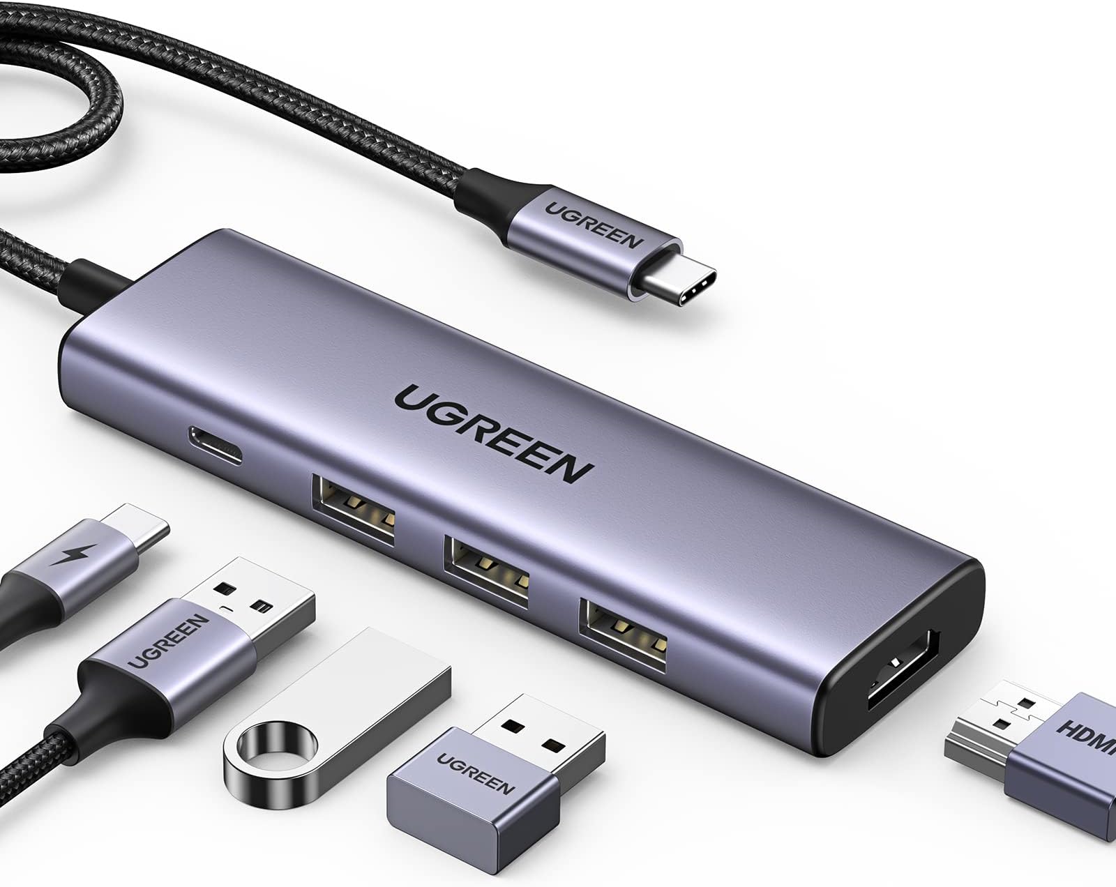 Amazon | UGREEN Revodok 105 USB Cハブ 5-IN-1 HDMI 出力USB ハブ Type-C 100W PD ...