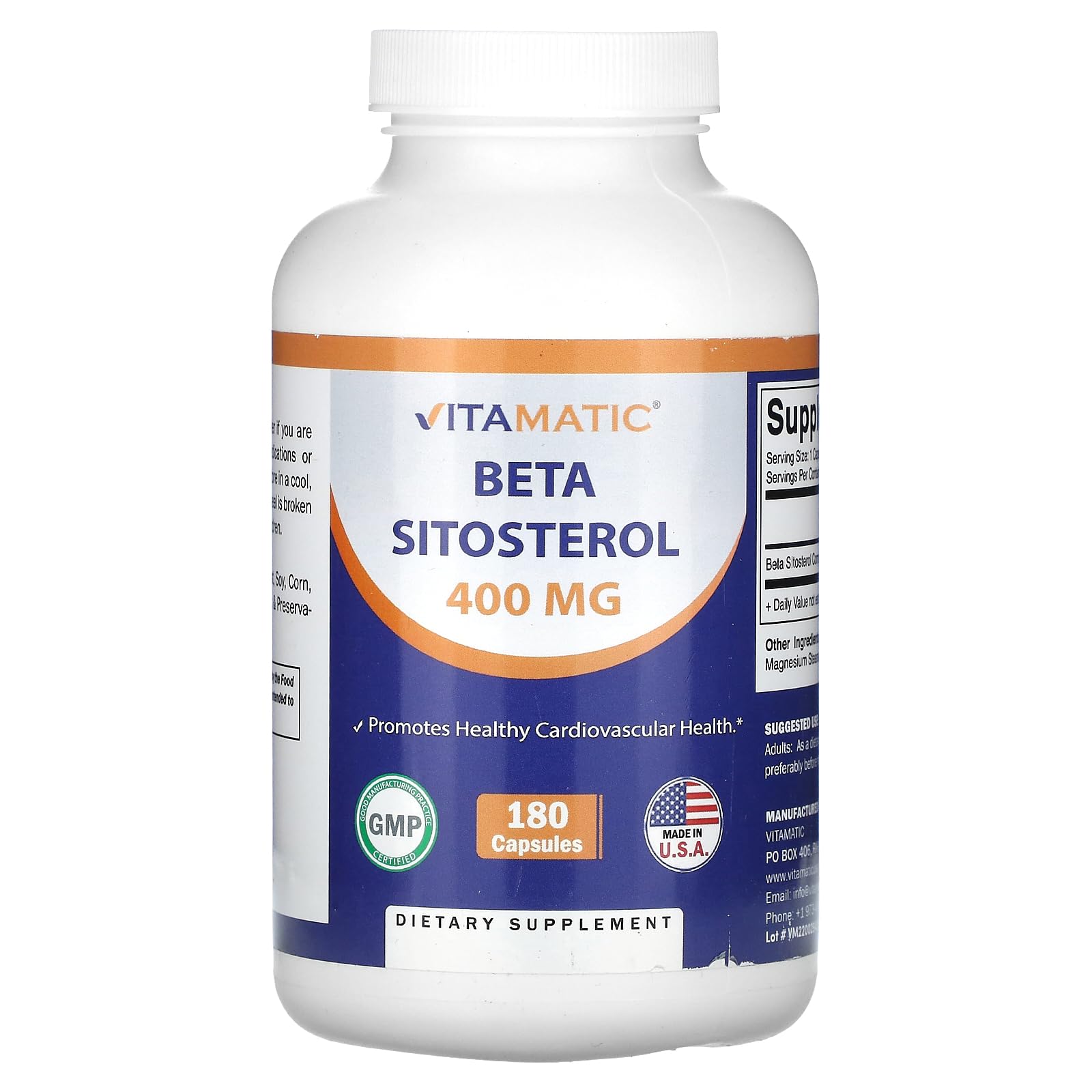 Amazon.com: Vitamatic Beta SItosterol 400 mg 180 Capsules : Health ...