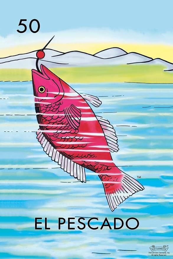 50 El Pescado Fish Loteria Card Mexican Bingo Lottery Cool Huge Large ...