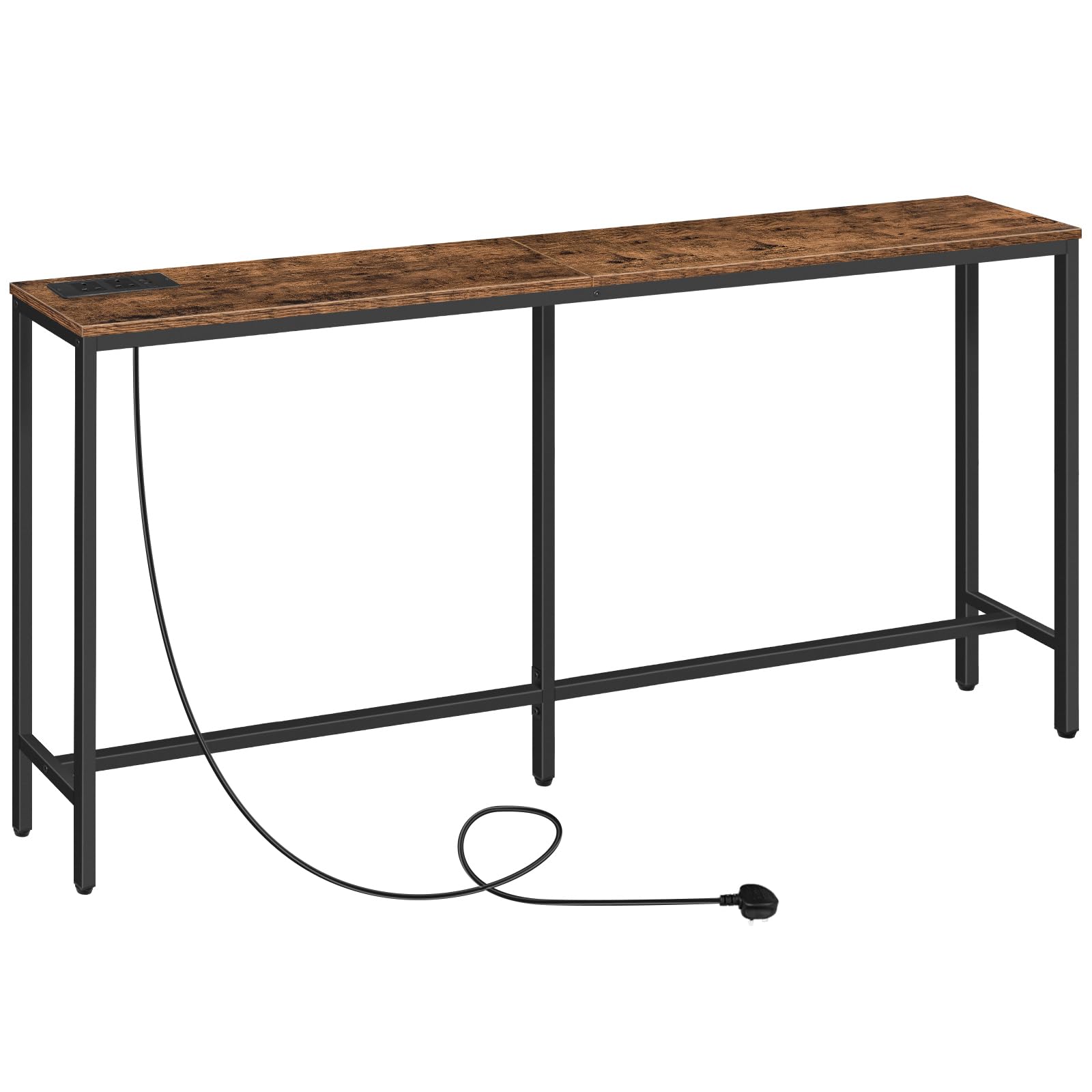 MAHANCRIS Console Table with Power Outlet, 160 CM Narrow Sofa Table ...