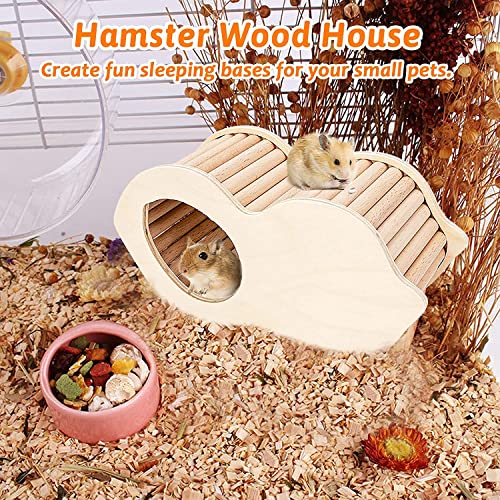 Hamster Hideout Hut, Natural Small Animal Wooden Living House with ...