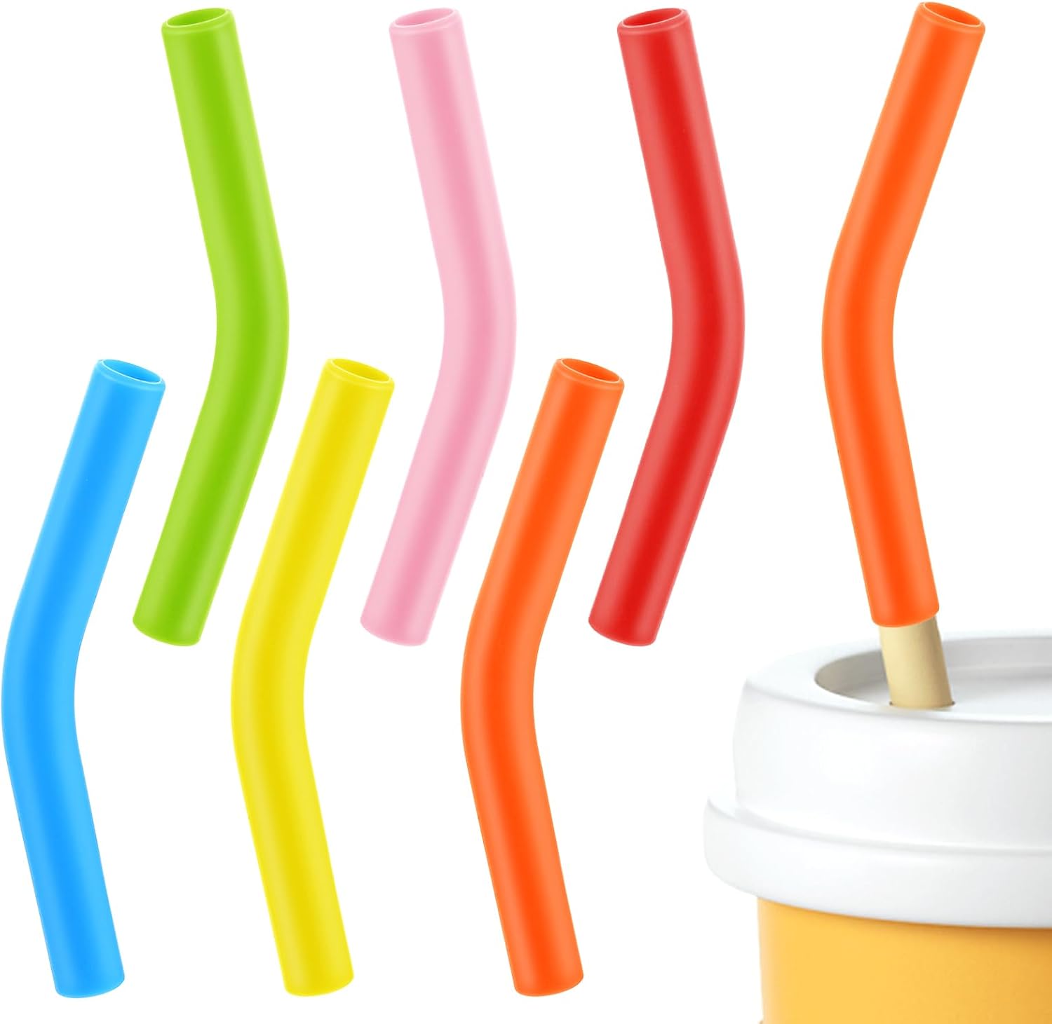 Amazon.com: Ymapinc 6Pcs Silicone Bendy Straws Tips, Multicolored ...