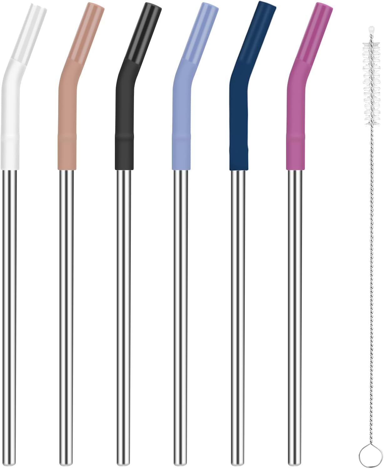 Amazon.com: Luxfuel Set of 6 Stainless Steel Reusable Metal Straws ...