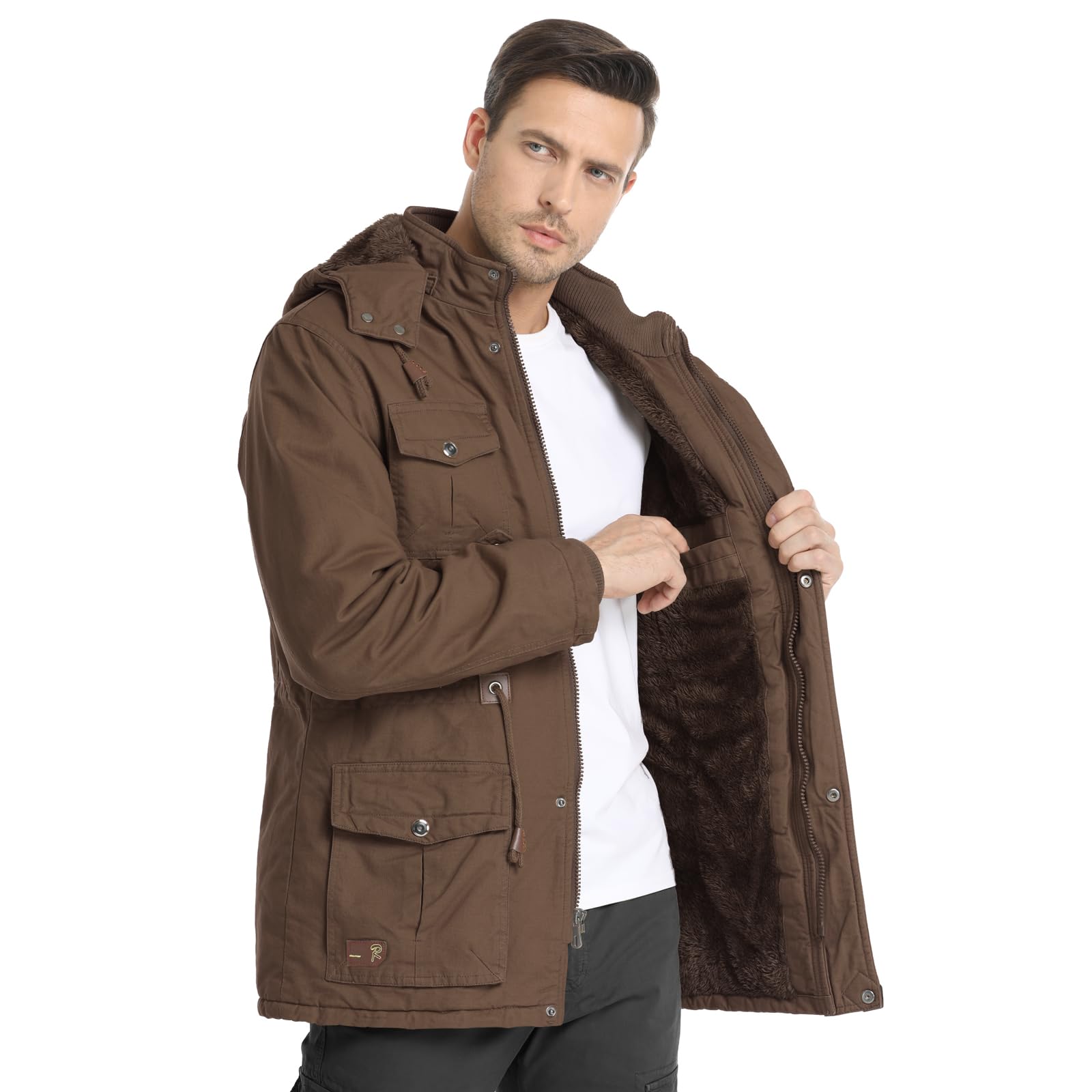 CHEXPEL Men's Thick Winter Jackets with Hood Fleece Lining Cotton ...