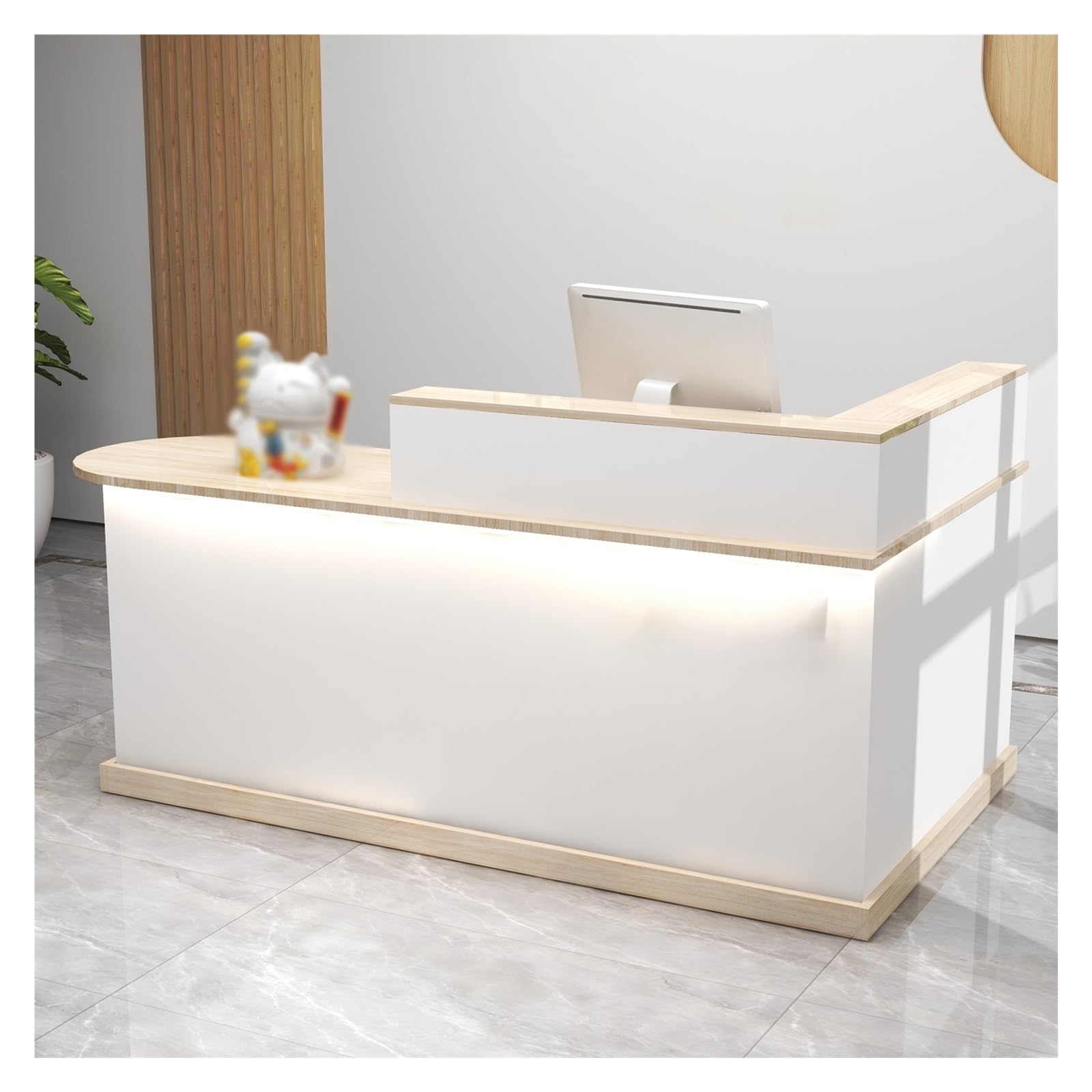 Amazon.com: Modern Reception Counter Desk with Lights & Lockable ...