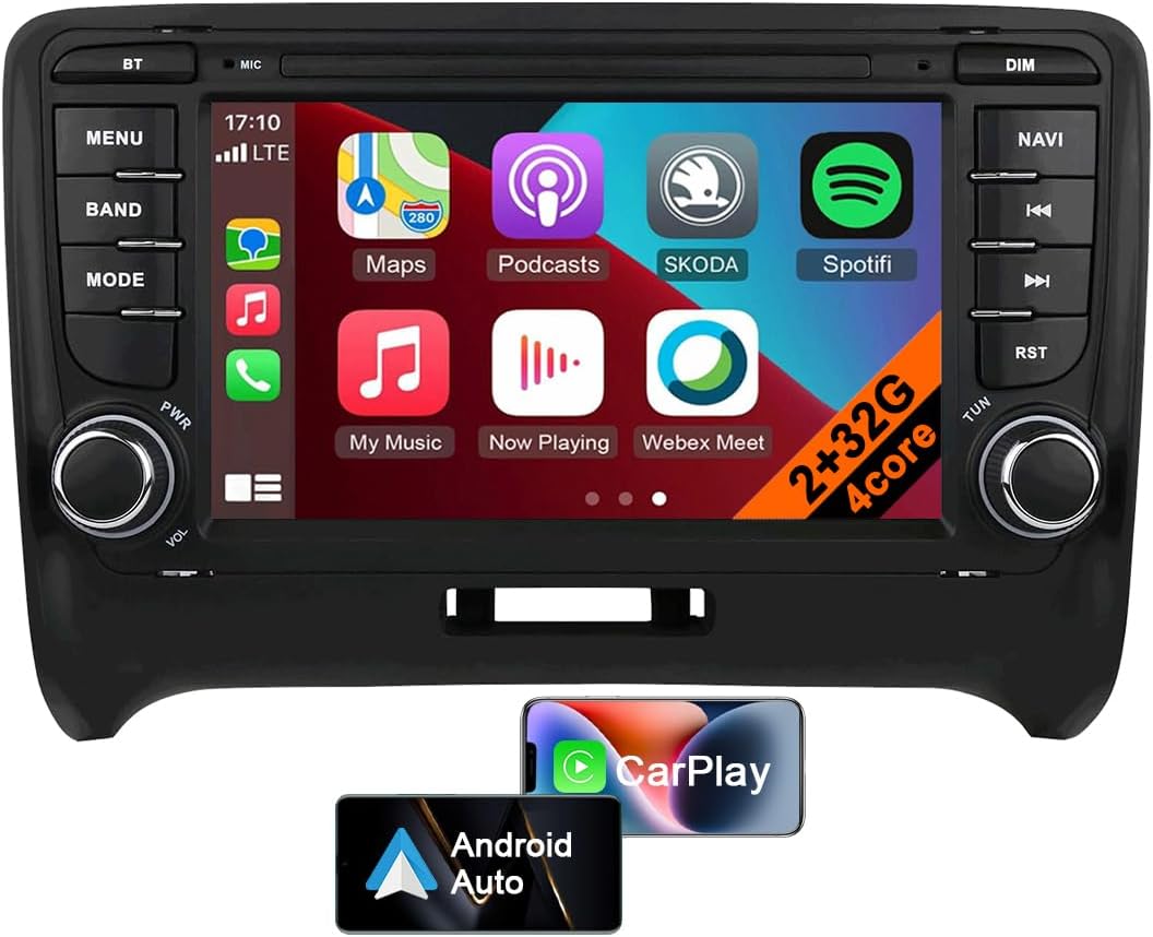 CHARGONIC 7 Inch Touchscreen Car Stereo with GPS Navigation for Audi TT ...