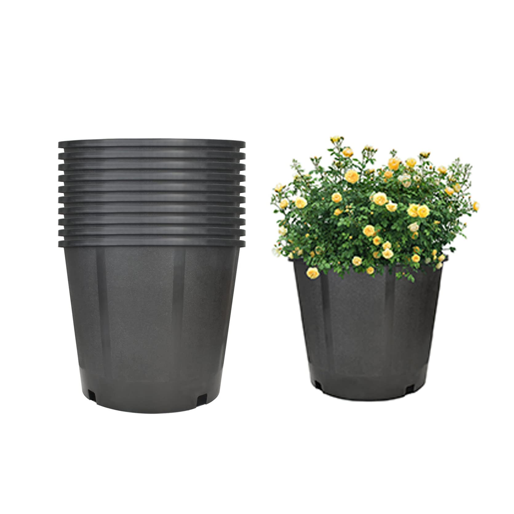 Snapklik.com : TINVHY 10-Pack 3 Gallon Premium Black Nursery Pot Plant ...