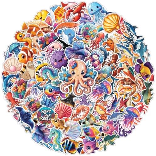 Amazon.com: Amaxiu 50PCS Ocean Animals Stickers, Waterproof Adhesive ...