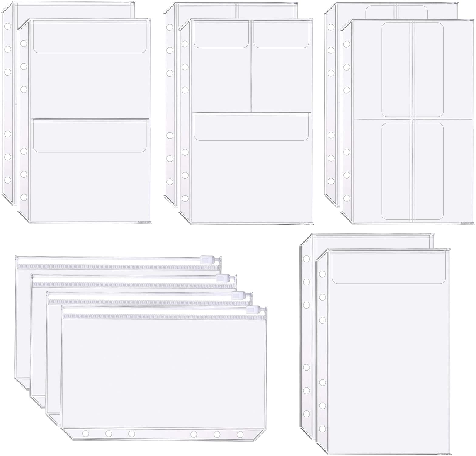 Amazon.com : CiCiKiea A5 Binder Pockets, 12PCS A5 Size 6 Holes Binder ...
