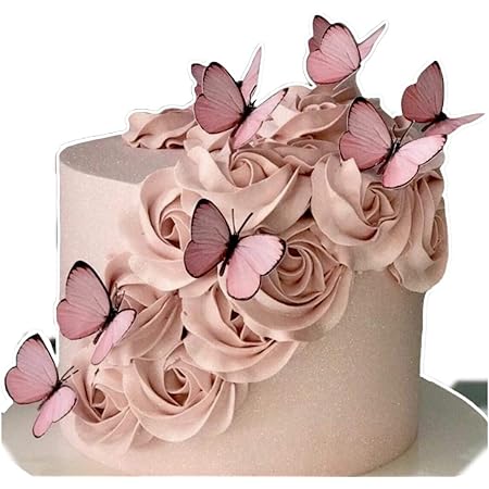 Amazon.com: Edible Butterflies - Small Pastel Pink Set of 24 - Cake and ...