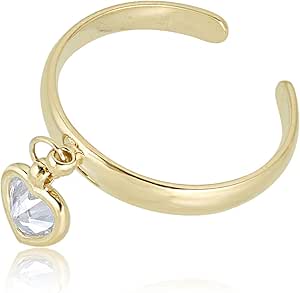 Amazon.com: AVORA 10K Yellow Gold Adjustable Dangle Heart Toe Ring with Simulated Diamond CZ ...