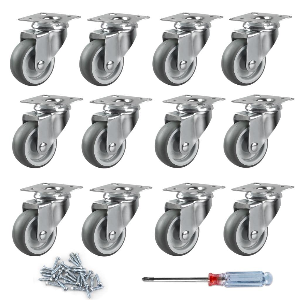 LALAGO 12 pièces roulettes pivotantes, 50 mm roulettes de meubles roues ...