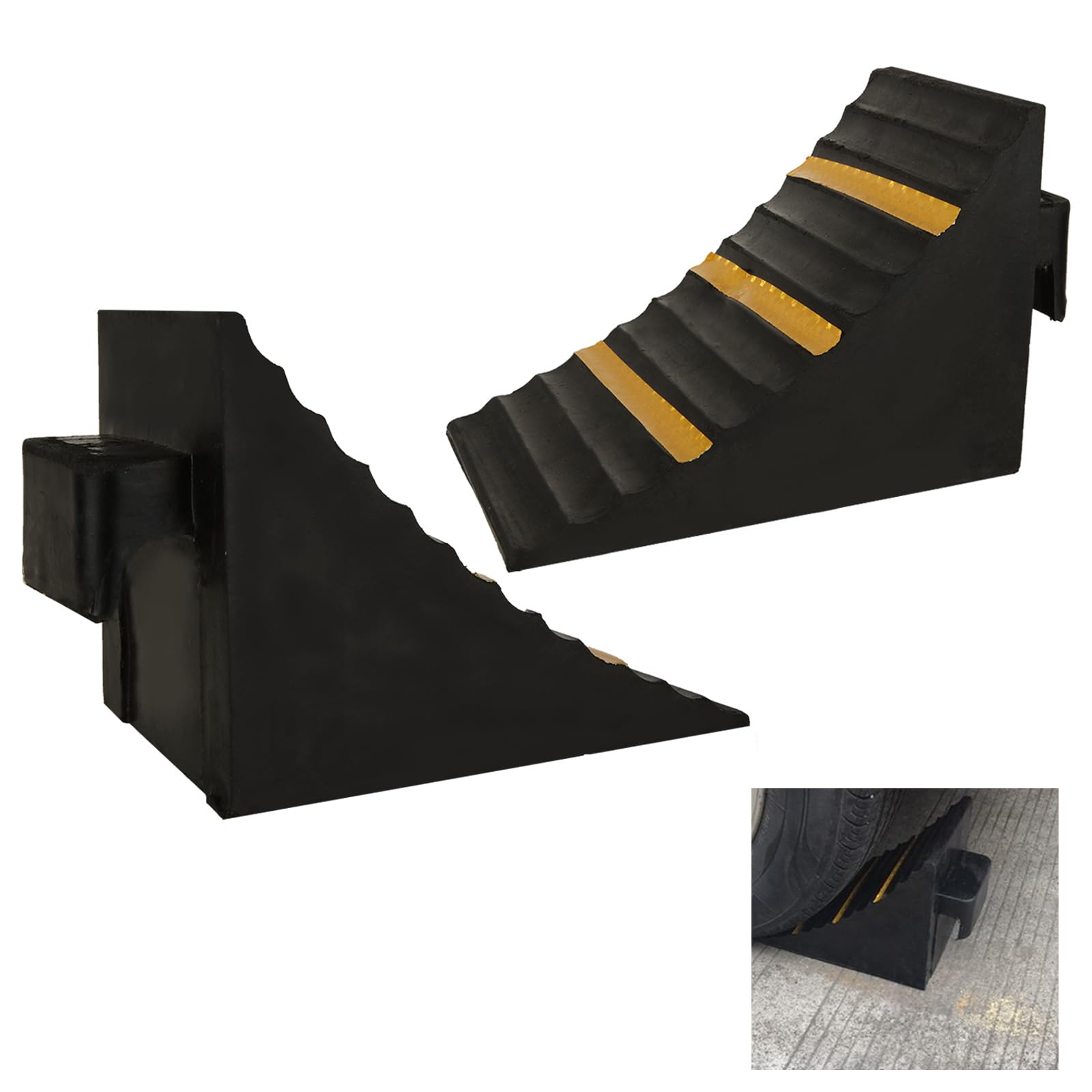 Amazon.com: LANIAKEA 2PCS Heavy Duty Wheel Chocks, Non-Slip Tire Chocks ...