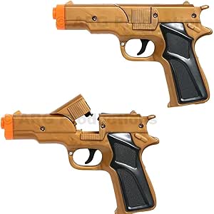 Amazon.com: Set of 2 - Golden Cap Gun Toy, Revolver Pistol Detective ...