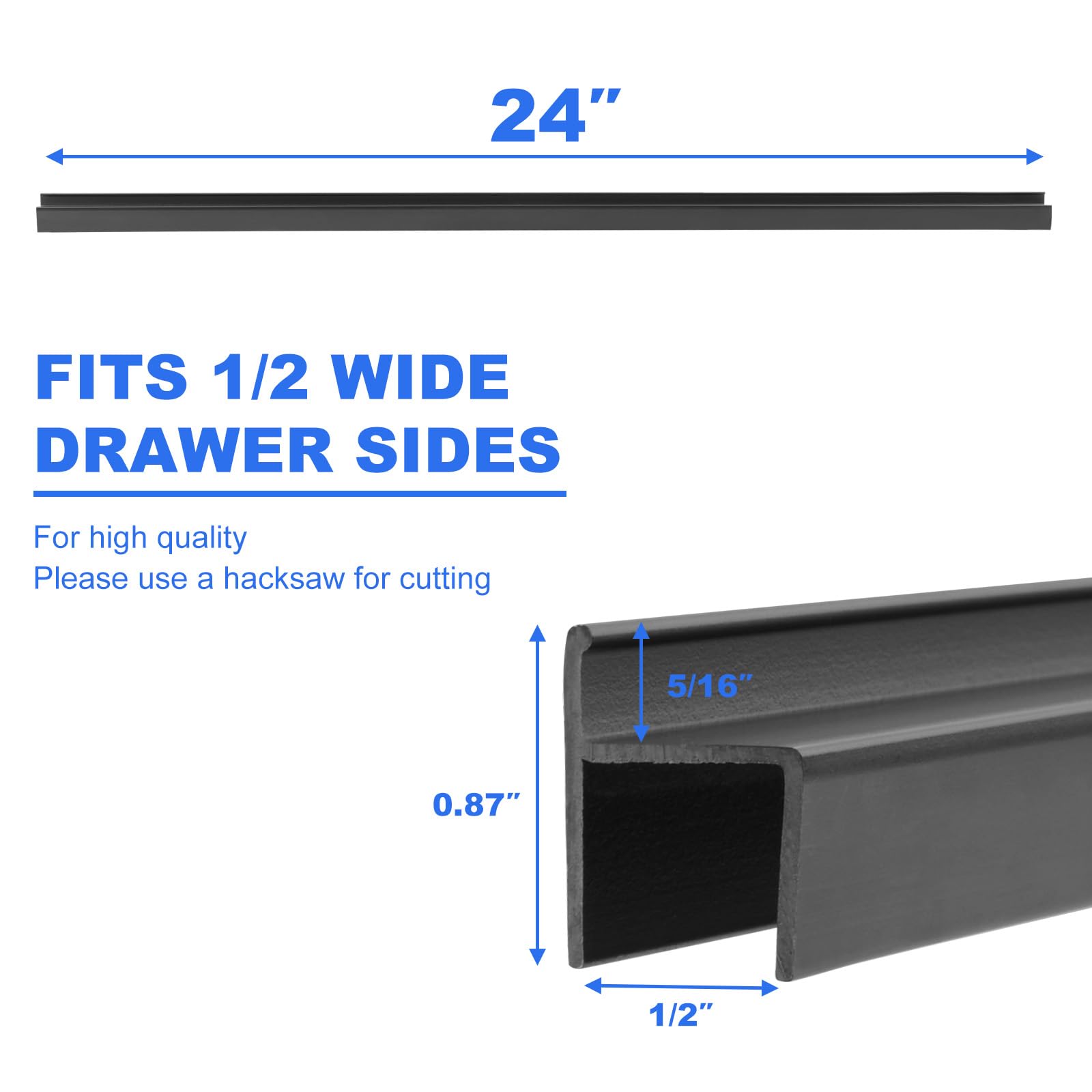 Snapklik.com : 4 Pieces Hanging File Rails 24 Inch PVC Drawer Black ...