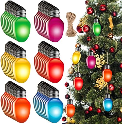 Amazon.com: Liliful 24 Pcs Christmas Glitter Light Bulb Ornaments 1.97 ...