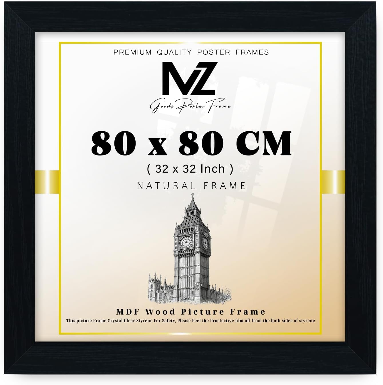 Modern Mdf Wooden Wide Black Frame | 80x80 Cm Poster Frames Durable ...