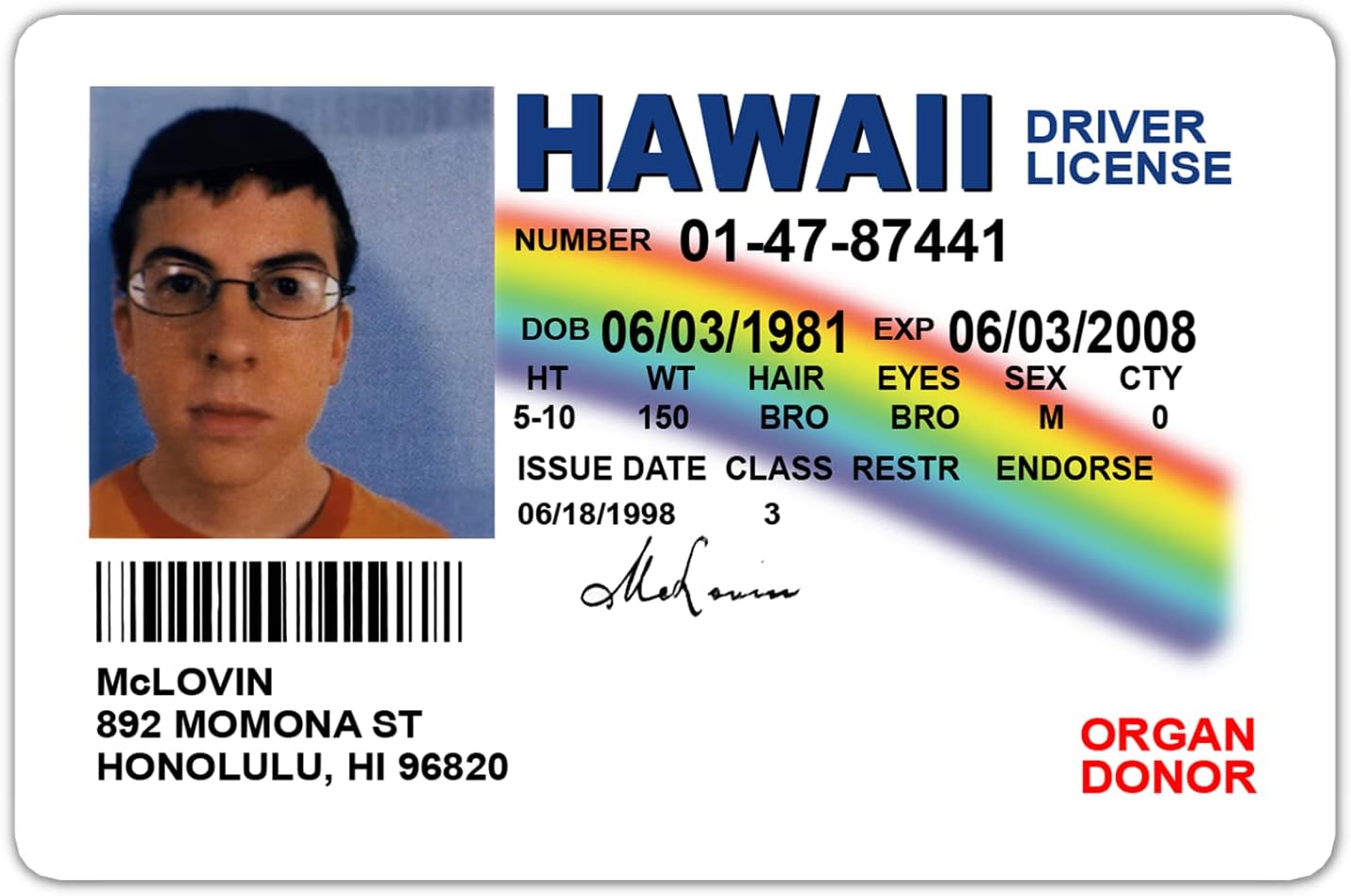 IMS McLovin Meme Movie Vinyl Sticker Decal : Amazon.ca: Automotive