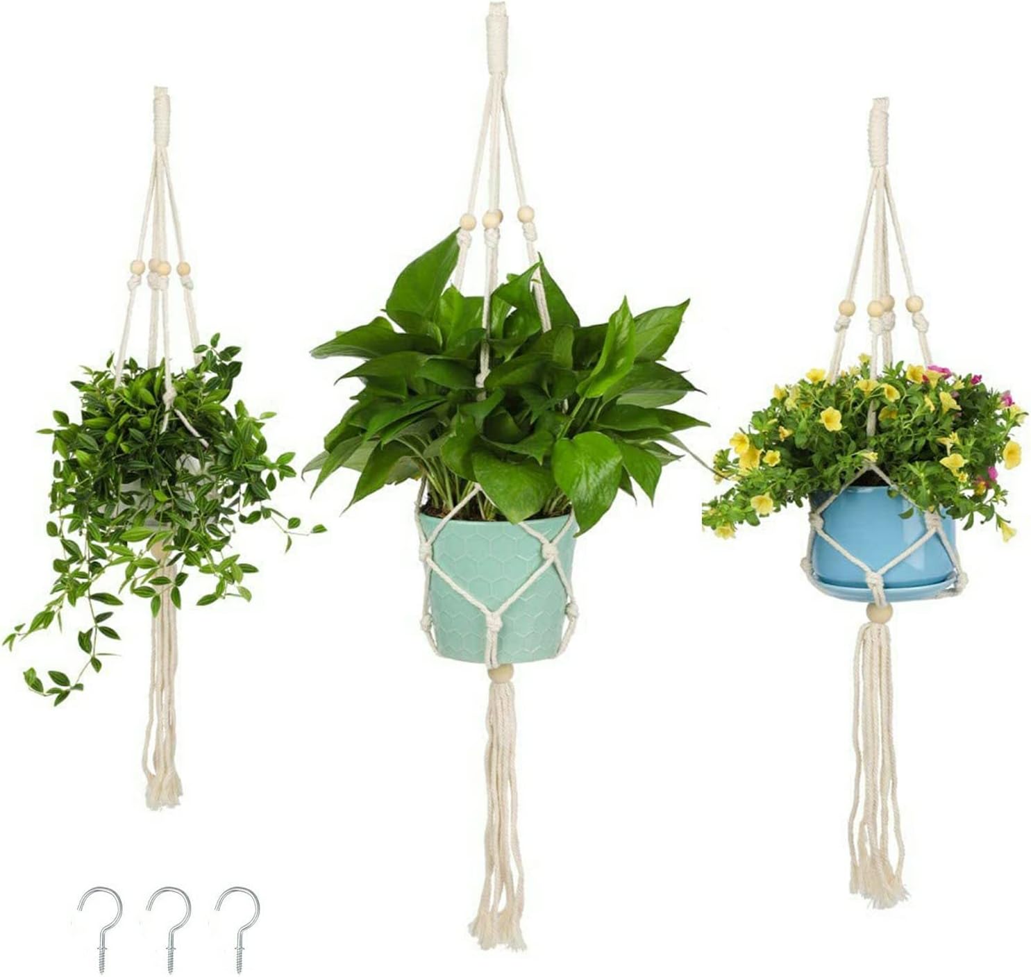 Macetero Colgante con 10 Ganchos, Macramé Colgante para Plantas De ...