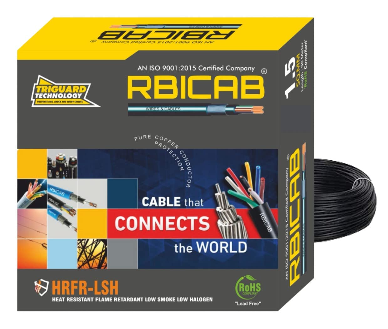 Buy RBICAB FRLS PVC Insulated 1.5 Sq.mm. HRFR-LSH Single Core Flexible ...