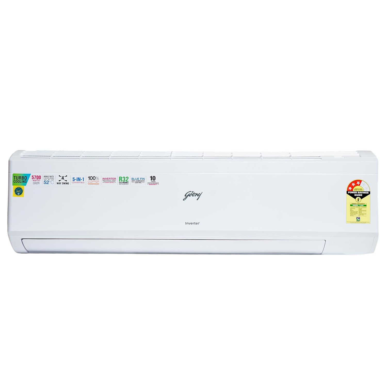Godrej 1.7 Ton 3 Star, 5-In-1 Convertible Cooling, Inverter Split AC ...