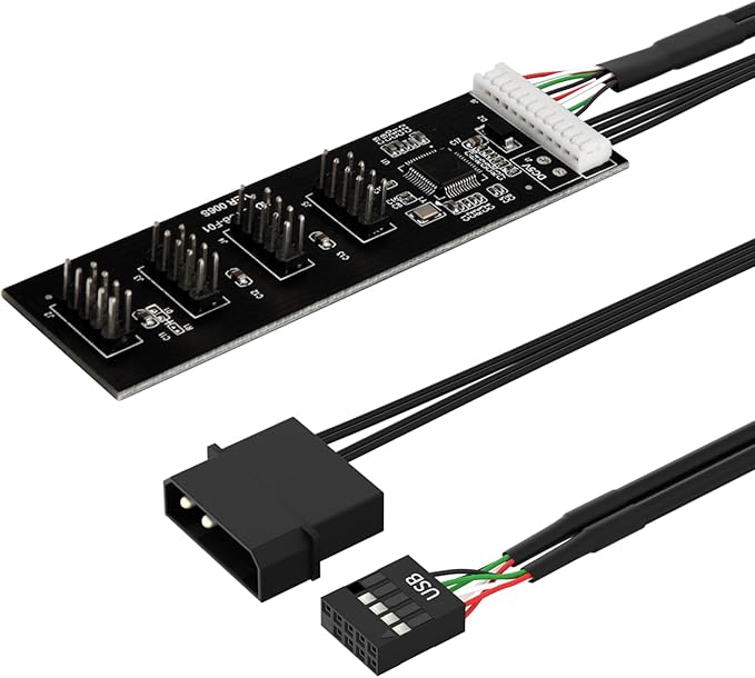 Amazon.com: 9 Pin USB 2.0 to 4X 9 Pin Extension Splitter, USB 2.0 ...