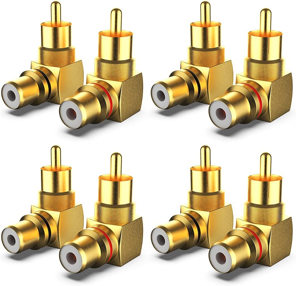 Amazon.com: Warmstor RCA Right Angle Adapter, Gold-Plated 8-Pack 90 Degree Metal RCA Male to RCA ...
