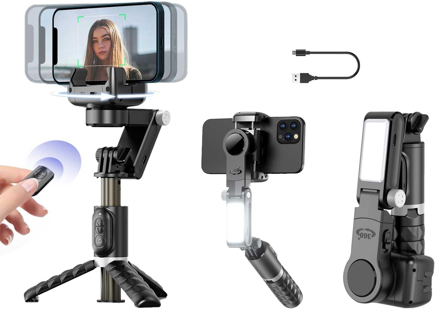 Amazon.com: Bauzrryi Gimbal Stabilizer, Extendable Auto Balance Selfie ...