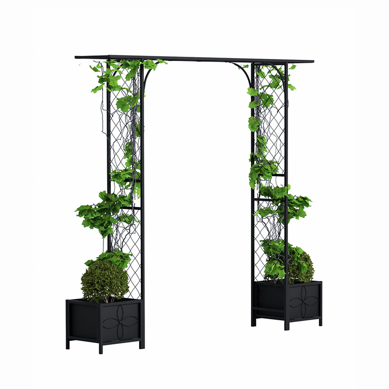 Amazon.com : Zhongma Metal Garden Arbor with Planters, 83.5'' High x 90 ...