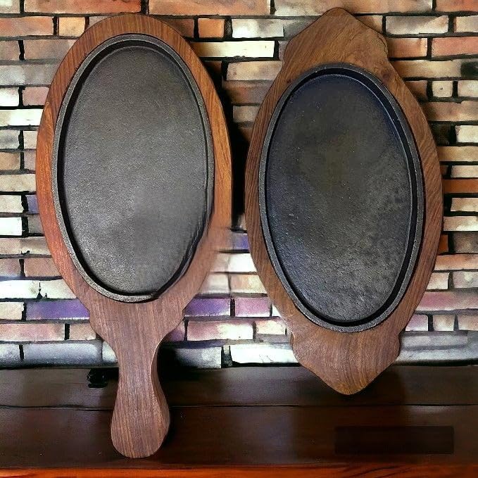 Buy REMARKABLE Iron Sizzler Plater with Wooden Stand/Wooden Ovel ...