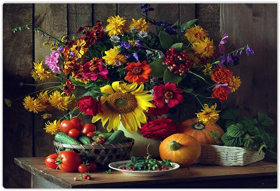 Amazon | Assanu フラワーバスラグカラフルなひまわりローズの花瓶滑り止め玄関マット玄関屋内正面玄関マットバスルームラグ15 ...